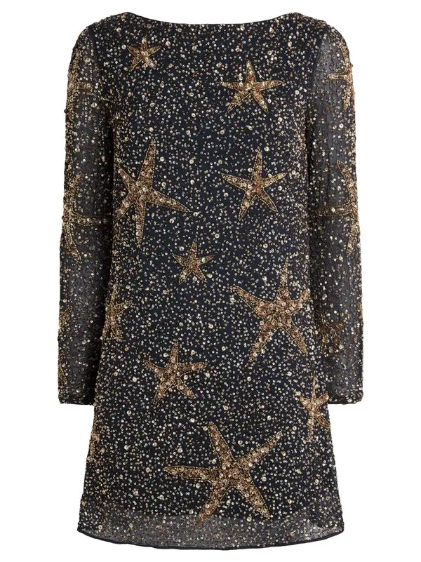 Rixo Sequinned Starfish Mini Dress - Navy