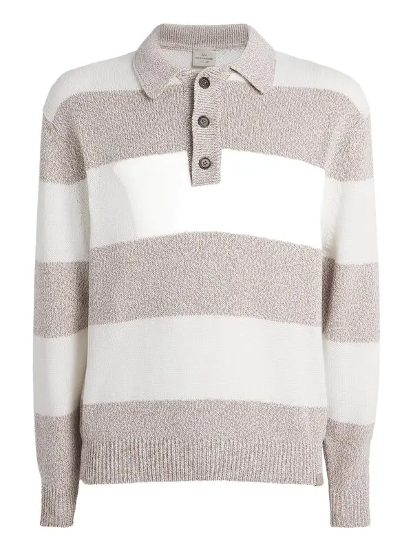 Paul & Shark Cotton Stripe Polo Sweater - Beige
