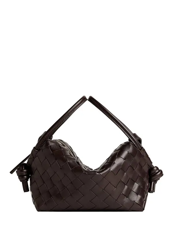 Bottega Veneta Leather Intrecciato Loop Cross-body Bag - Brown