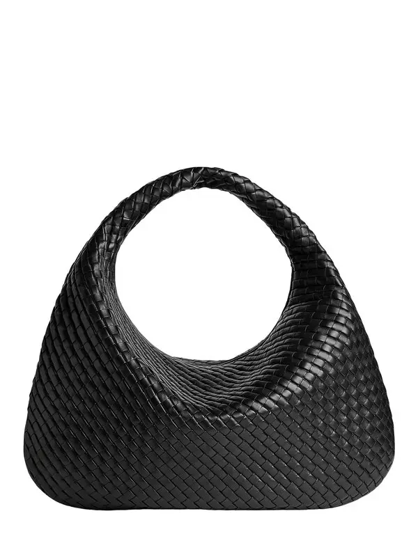 Bottega Veneta Maxi Intrecciato Veneta Shoulder Bag - Black