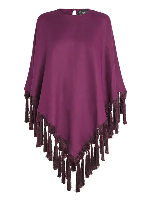 TALLER MARMO Linen Gloria Poncho - Purple