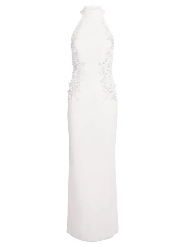 Rebecca Vallance Embellished Halterneck Xanthe Gown - Ivory