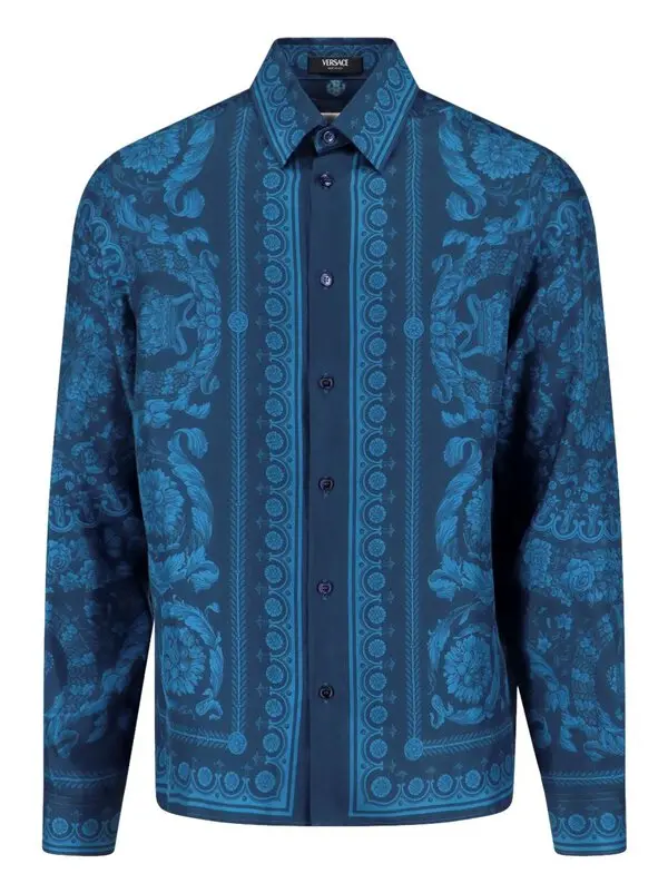 Versace Barocco' Silk Shirt - Blue