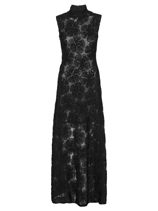 ROTATE BY BIRGER CHRISTENSEN Floral Mesh Maxi Dress - Black