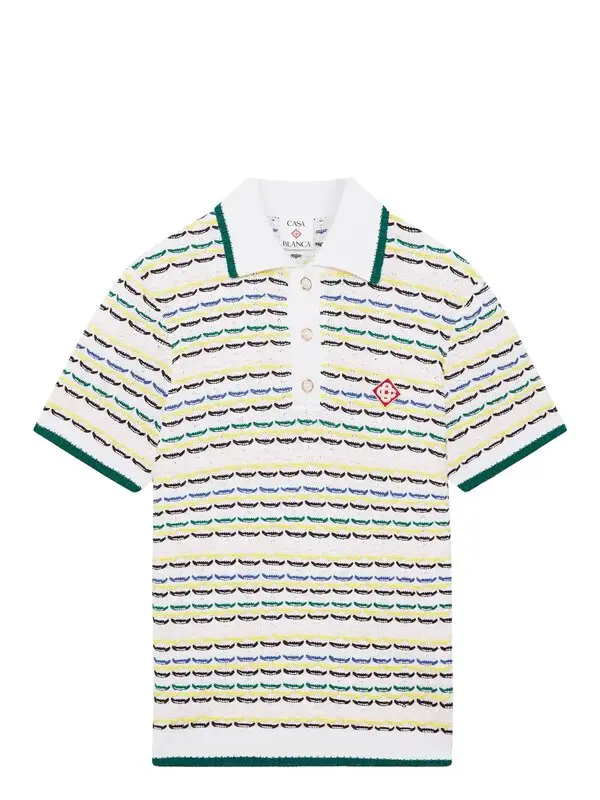 Casablanca Tuck Stitch Short Sleeve Polo Shirt - Multicolor