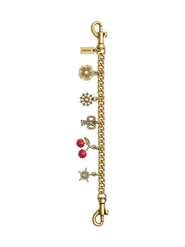 COACH® Crystal Motif Chain Bag Charm - Brass/multi