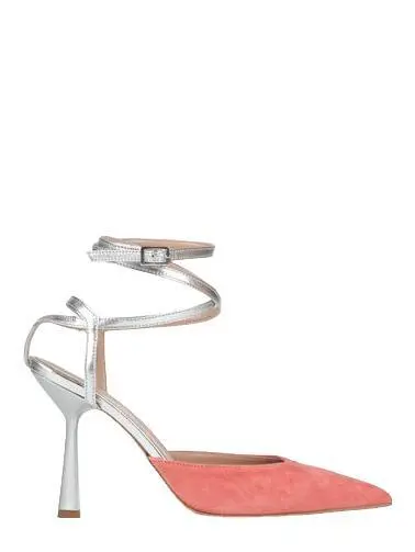 DIVINE FOLLIE Leather Spool Heel Pumps - Salmon Pink