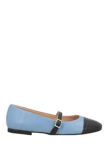DIVINE FOLLIE Leather Mary Jane Ballet Flats - Blue