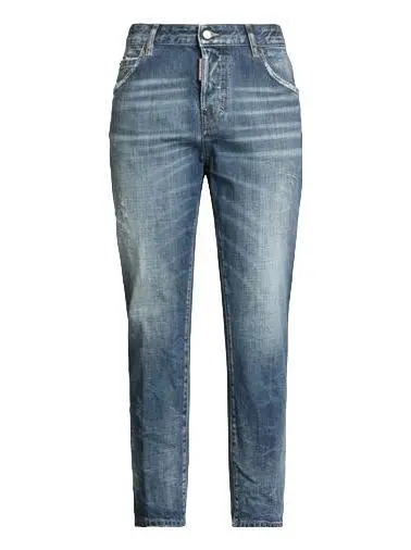 Dsquared2 Tapered Jeans With Leather Trims - Blue
