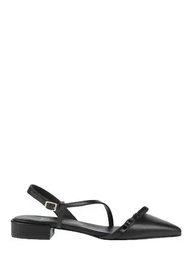 DIVINE FOLLIE Slingback Leather Ballet Flats - Black