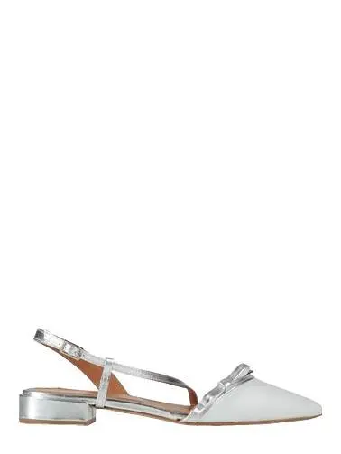 DIVINE FOLLIE Leather Slingback Ballet Flats - White