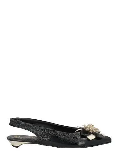 DIVINE FOLLIE Leather Ballet Flats - Black