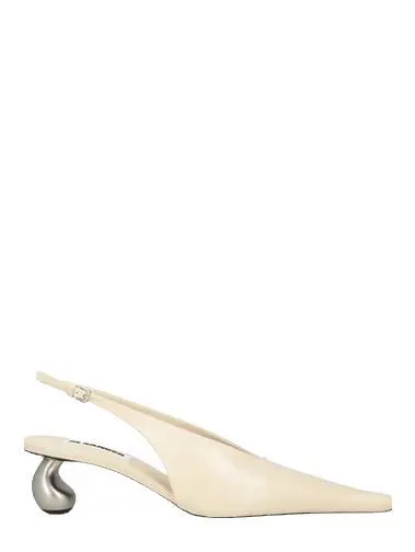 JIL SANDER Leather Slingback Pumps - White