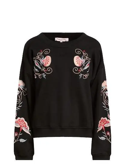 CONNOR & BLAKE Cotton Fleece Sweatshirt With Appliqués - Black