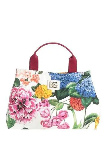 Dolce & Gabbana Floral-print Cotton And Calfskin Handbag - White