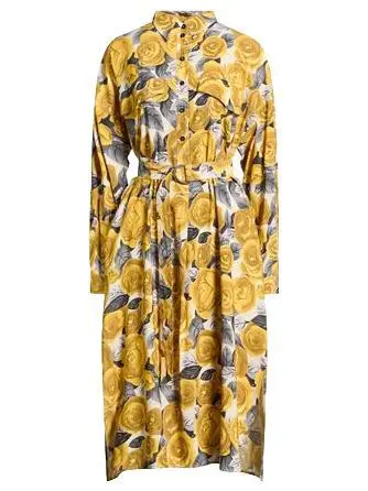 8PM Floral-print Midi Shirt Dress - Yellow
