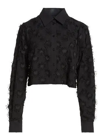 MSGM Woven Shirt With Appliqués - Black