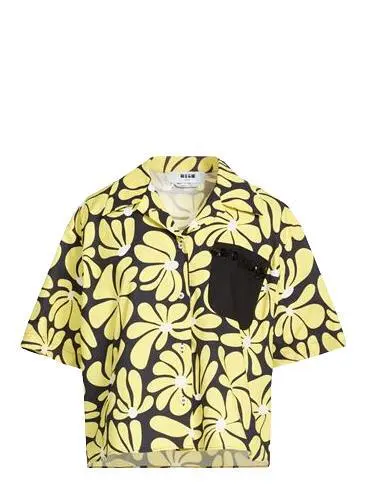 MSGM Woven Floral-print Shirt - Yellow
