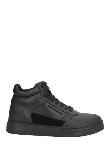 Emporio Armani High-top Leather Sneakers - Black