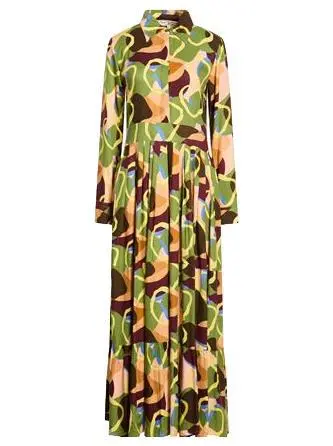 CONNOR & BLAKE Printed Maxi Shirt Dress - Sage Green