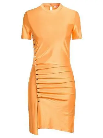 Rabanne Mini Bodycon Pleated Dress - Orange