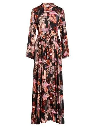 CONNOR & BLAKE Floral Print Maxi Shirt Dress - Salmon Pink