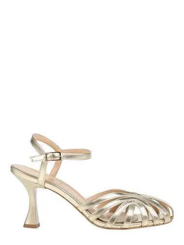 OVYE Leather Sandals With Spool Heel - Gold