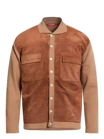 DANIELE FIESOLI Camel Suede Knit Jacket - Beige