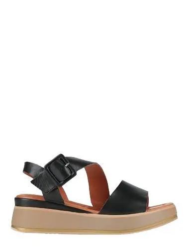 OVYE Leather Wedge Sandals - Black