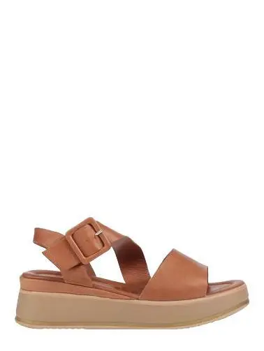 OVYE Leather Wedge Sandals - Brown