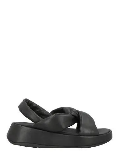 Fitflop Leather Wedge Sandals - Black