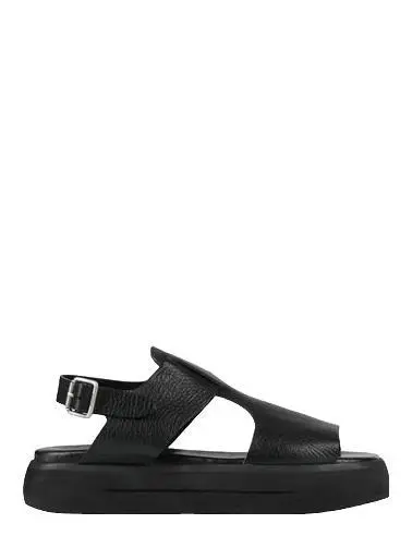 Moma Leather Flatform Sandals - Black