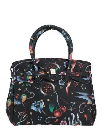 Save My Bag Printed Scuba Tote Bag - Black