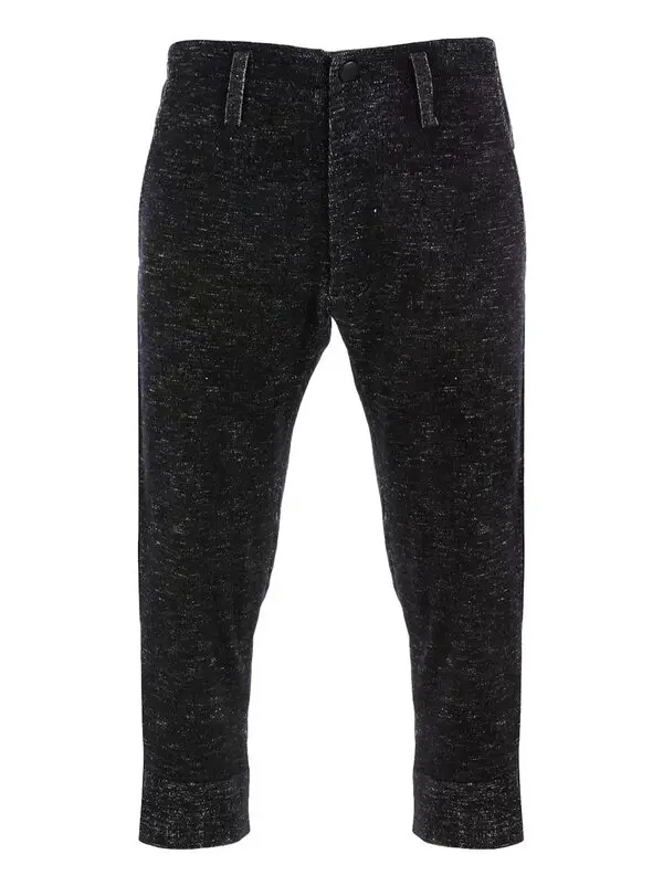 SIDE SLOPE Cropped Trousers - Black