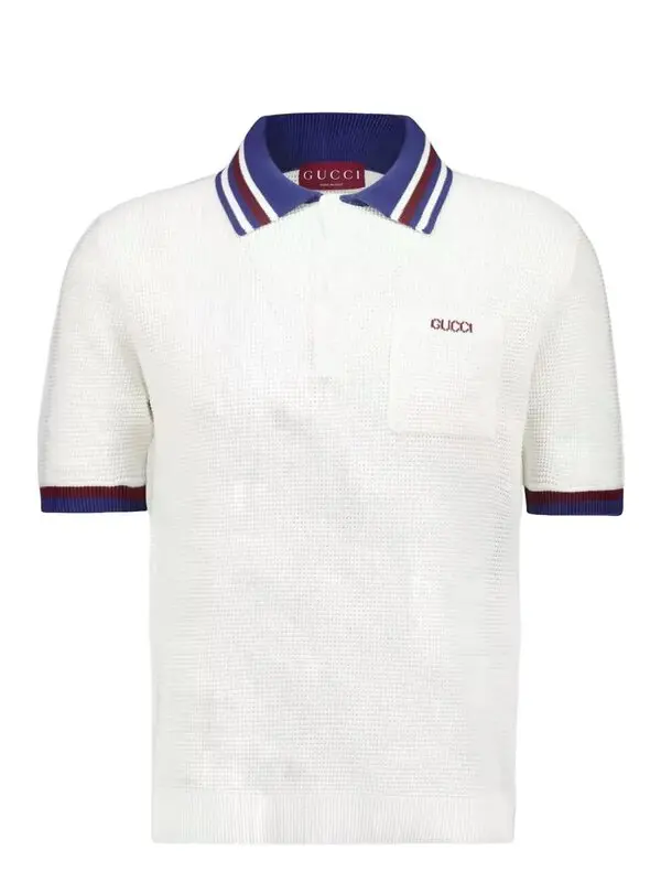 Gucci Waffle-knit Cotton Polo Shirt - White
