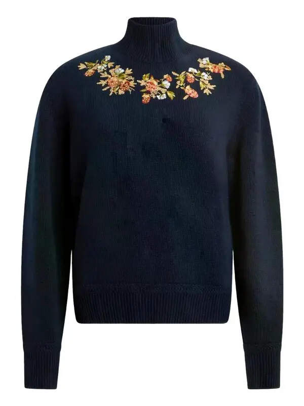 Bally Embroidery-detail Turtleneck Sweater - Blue