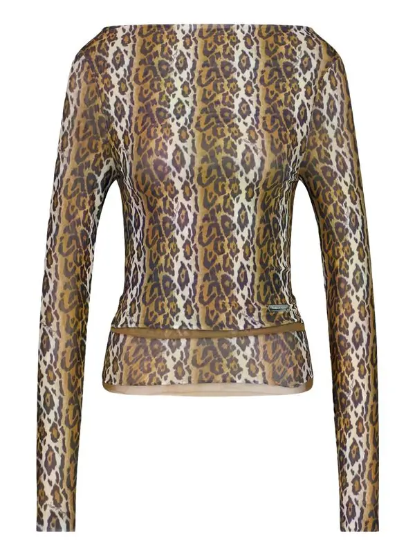 HOUSE OF SUNNY Animal-print Long-sleeve Top - Brown