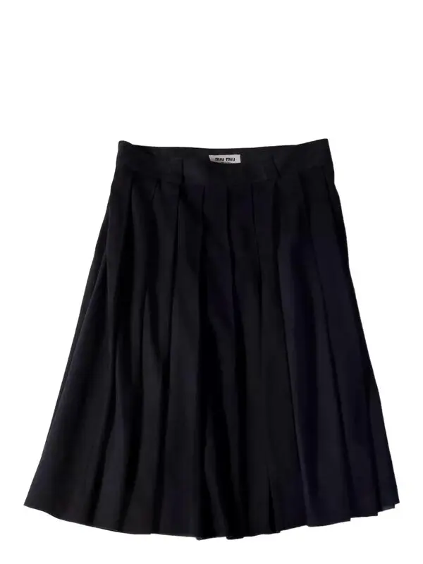 Miu Miu Pleated Suede Midi Skirt - Blue