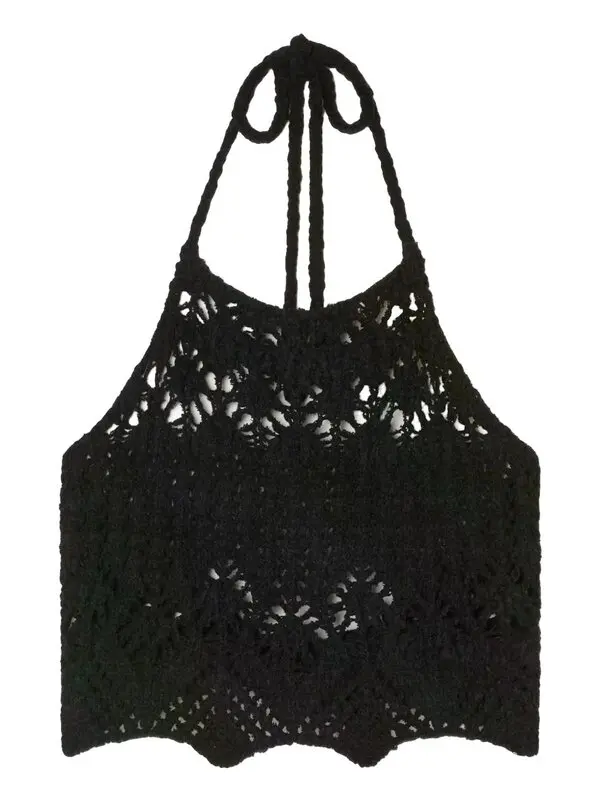 Alanui Crochet Halterneck Top - Black
