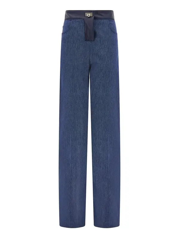 FERRAGAMO Five Pocket Wide Leg Trousers - Blue