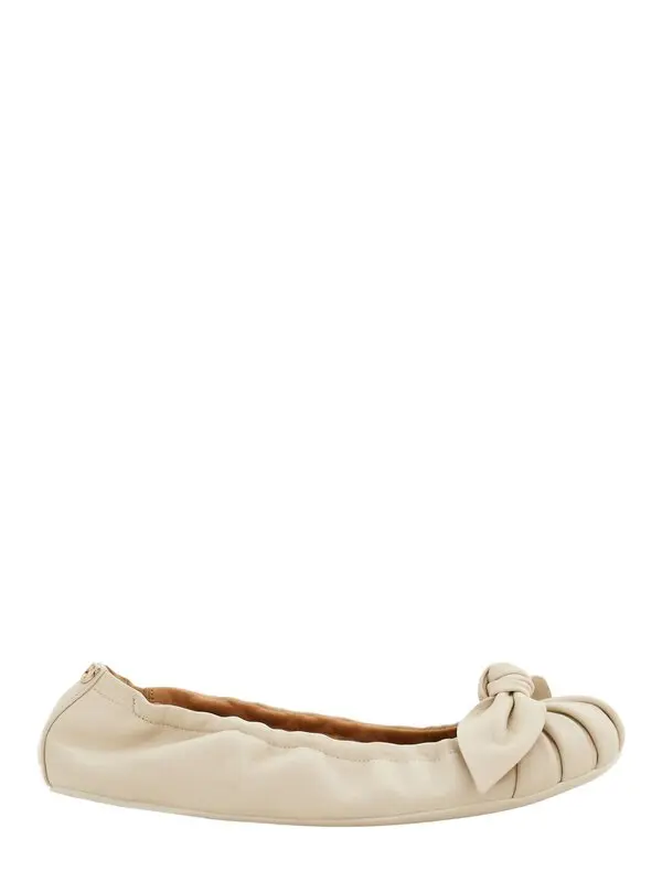 FERRAGAMO Bow Embellished Ballet Flat - White