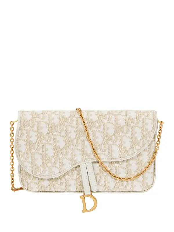 Dior Saddle Pouch With Chain - Gold-tone Dior Oblique Jacquard