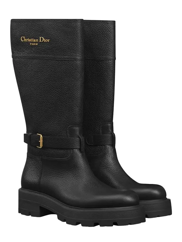 Dior D-town Boot - Black Grained Cannage Calfskin