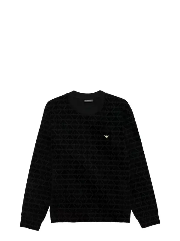 Emporio Armani Patterned Sweatshirt With Logo Embroidery - Black