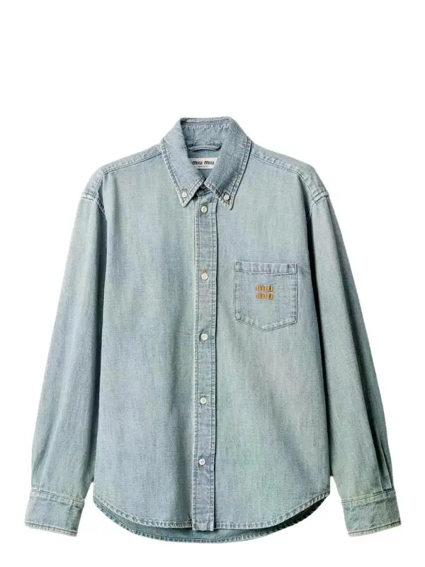 Miu Miu Logo-embroidered Shirt - Blue