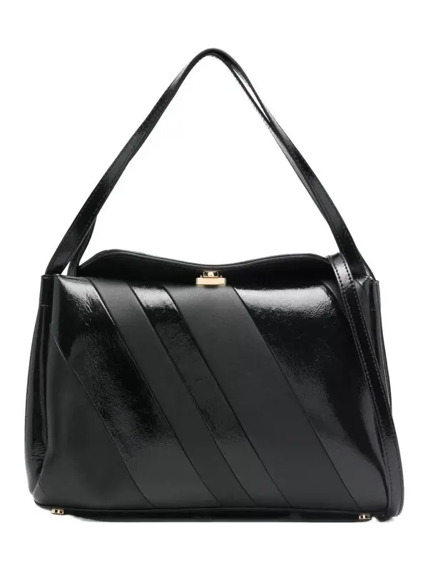 THEMOIRE Eudora Diagonal-stripe Shoulder Bag - Black
