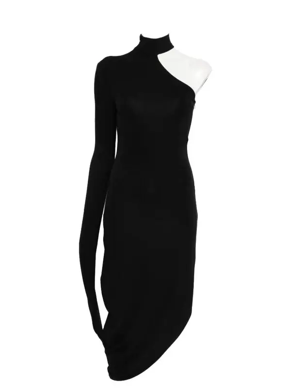 Alexander Wang Asymmetric Draped Midi Dress - Black