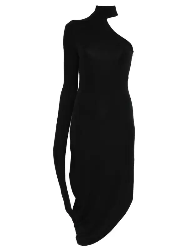 Alexander Wang Asymmetric Draped Midi Dress - Black