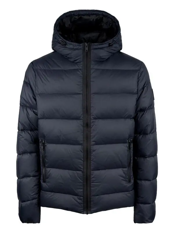 FAY Calandered Poplin Double Front Down Jacket - Blue