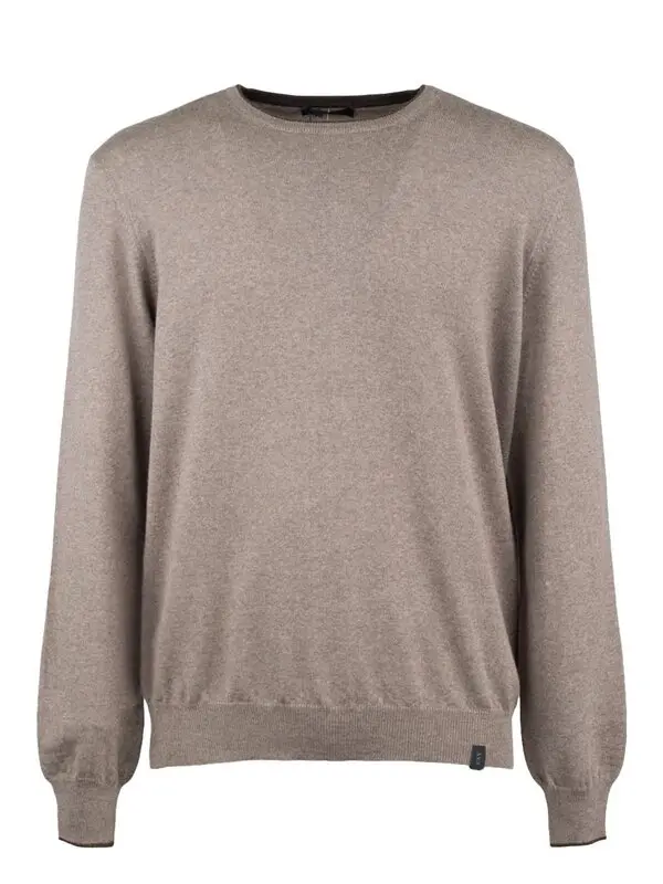 FAY Wool Crew Neck Sweater - Beige